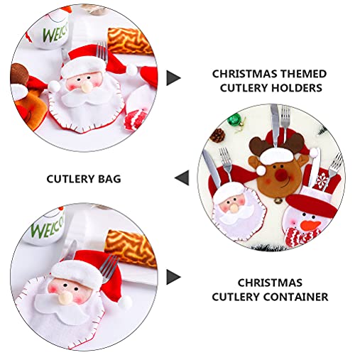 4pcs Christmas Style Cutlery Bags Exquisite Cutlery Holding Bags Desktop Decors Decor for Celebration Party