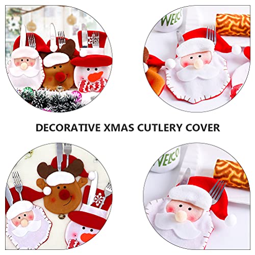 4pcs Christmas Style Cutlery Bags Exquisite Cutlery Holding Bags Desktop Decors Decor for Celebration Party