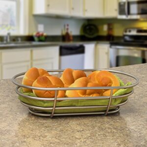 Spectrum Diversified Euro Basket, Classic Kitchen Design for Breads, Roll, Muffin Pastries & Baked Good Storage, Traditional Style Snack & Food Holder for Serving, 7 x 12.5 x 3.5, Satin Nickel