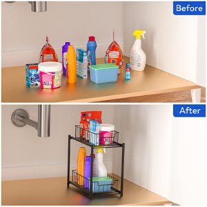 MaraFansie Under Sink Organizers and Storage Pull Out Organizer Kitchen Cabinet Rack with Sliding Drawers, Black