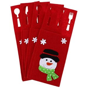 4pcs Christmas Style Cutlery Bags Tableware Storage Bags Cutlery Holding Bags Decor for Celebration Party