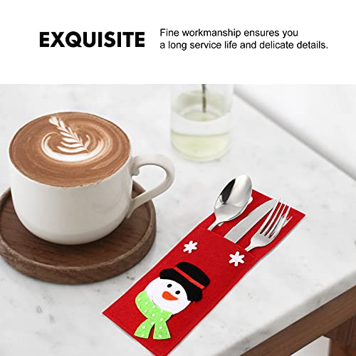 4pcs Christmas Style Cutlery Bags Tableware Storage Bags Cutlery Holding Bags Decor for Celebration Party