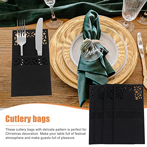 4PCS Xmas Party Cutter Fork Bag Practical Tableware Bag Party Tableware Cover Decor for Celebration Party