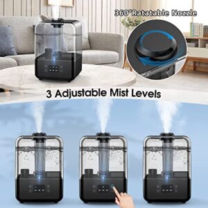 Humidifiers for Bedroom, Ultrasonic 5L Top Fill Humidifiers for Large Room Baby Home with 360° Rotation Nozzle, 3 Mist Levels, Auto Shut-Off, Timer, Essential Oil Diffuser, 30H Work Time, Quiet