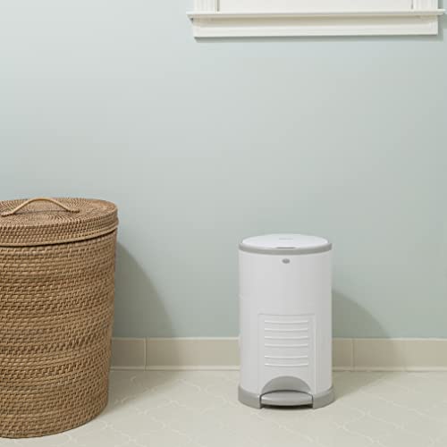 Dekor Classic Hands-Free Diaper Pail | White | Easiest to Use | Just Step – Drop – Done | Doesn’t Absorb Odors | 20 Second Bag Change | Most Economical Refill System