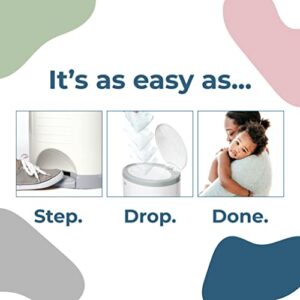 Dekor Classic Hands-Free Diaper Pail | White | Easiest to Use | Just Step – Drop – Done | Doesn’t Absorb Odors | 20 Second Bag Change | Most Economical Refill System