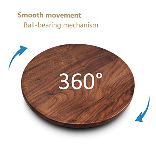 MAGIGO 12 Inches Black Walnut Wood Lazy Susan, Solid Wooden Round Kitchen Turntable Rotating Tray