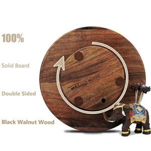 MAGIGO 12 Inches Black Walnut Wood Lazy Susan, Solid Wooden Round Kitchen Turntable Rotating Tray