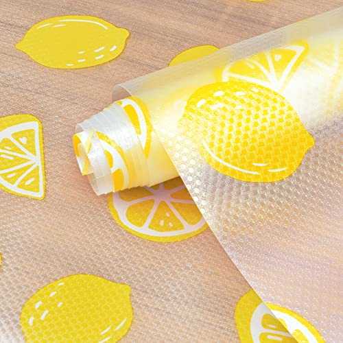 Refrigerator Liners, Washable Shelf Drawer Liners 17.7in X 79in EVA Non-Slip Non-Adhesive Cabinet Liner Liner for Refrigerator Shelf Drawers Cabinet Pantry Cupboard （Lemon）