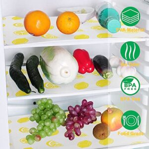 Refrigerator Liners, Washable Shelf Drawer Liners 17.7in X 79in EVA Non-Slip Non-Adhesive Cabinet Liner Liner for Refrigerator Shelf Drawers Cabinet Pantry Cupboard （Lemon）