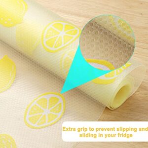 Refrigerator Liners, Washable Shelf Drawer Liners 17.7in X 79in EVA Non-Slip Non-Adhesive Cabinet Liner Liner for Refrigerator Shelf Drawers Cabinet Pantry Cupboard （Lemon）