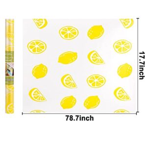 Refrigerator Liners, Washable Shelf Drawer Liners 17.7in X 79in EVA Non-Slip Non-Adhesive Cabinet Liner Liner for Refrigerator Shelf Drawers Cabinet Pantry Cupboard （Lemon）