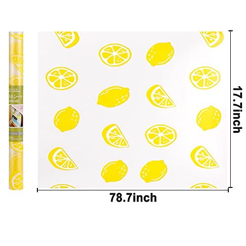 Refrigerator Liners, Washable Shelf Drawer Liners 17.7in X 79in EVA Non-Slip Non-Adhesive Cabinet Liner Liner for Refrigerator Shelf Drawers Cabinet Pantry Cupboard （Lemon）