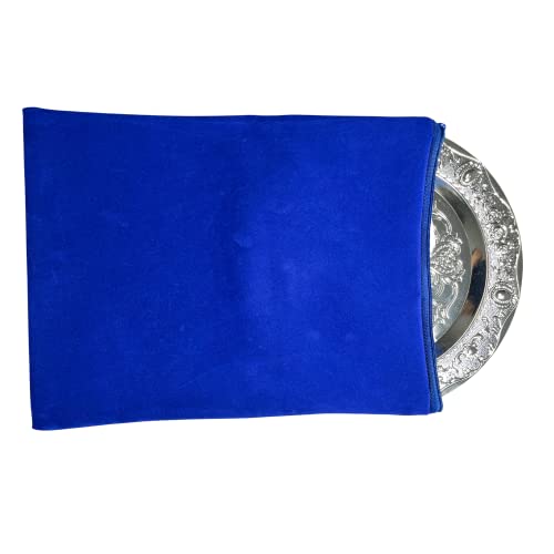 Silver Storage Zippered Bags 13"x10" 3Pcs, Velvet Fabric Blue Anti Tarnish Silver Jewelry Storage Bag for Silver Storage, Resistant Jewelry Flatware, Silverplate, Silver Storage Silver Protection