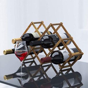 SHUNNAN Wine Rack,Wine Storage Racks Countertop,Foldable Tabletop Free Standing Wine Bottle Stand Holder,6 Bottle Wooden Wine Racks,Display Shelf for Home Kitchen Bar Cabinets(6 Bottle)