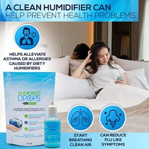 Humidifier Drops - Natural Food Grade Concentrate, Formula Prevents Slimy Buildup on Surfaces, Reduces Scaling - Cleans & Deodorizes Water Inside All Humidifier Models, 100+ Day Supply, Made in USA