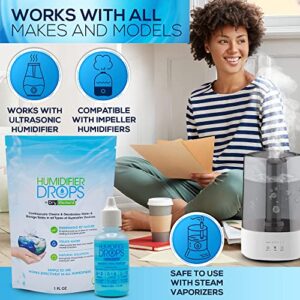 Humidifier Drops - Natural Food Grade Concentrate, Formula Prevents Slimy Buildup on Surfaces, Reduces Scaling - Cleans & Deodorizes Water Inside All Humidifier Models, 100+ Day Supply, Made in USA