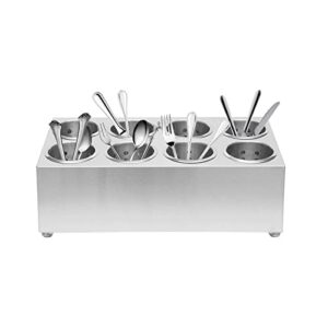 fetcoi 8 holes cylinder flatware silverware utensil holder organizer caddy, commercial stainless steel countertop silverware organizer for restaurant hotel buffet