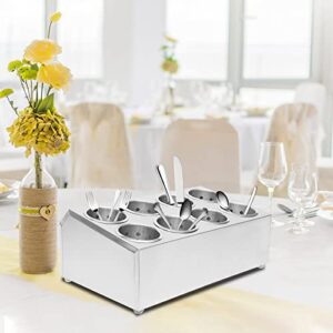 Fetcoi 8 Holes Cylinder Flatware Silverware Utensil Holder Organizer Caddy, Commercial Stainless Steel Countertop Silverware Organizer for Restaurant Hotel Buffet