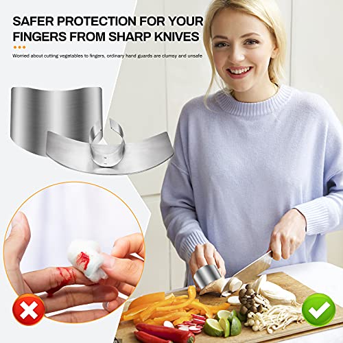 WOPIOYEN Finger Guards for Cutting Guards , 4 Pieces of Stainless Steel Finger Guards , Knife Guards for Cutting, Dicing and Slicing, Kitchen Tool Thumb Guards for Chopping