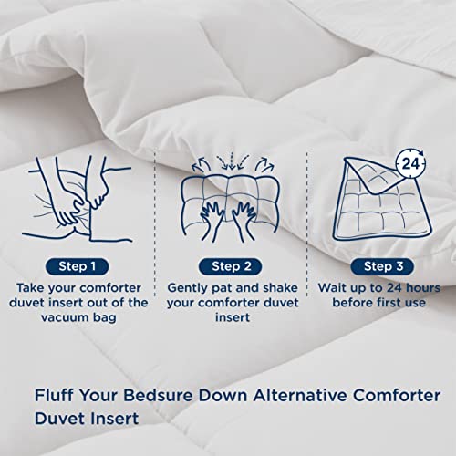 BEDSURE Queen Comforter Duvet Insert - Quilted White Comforters Queen Size, All Season Down Alternative Queen Size Bedding Comforter with Corner Tabs