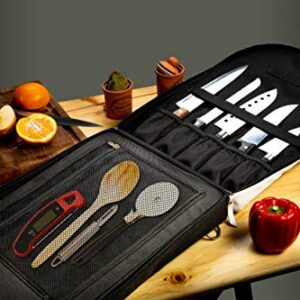 EVERPRIDE Chef Knife Bag (19 Slots) Holds 15 Knives PLUS 4 Zipper Compartments for Cooking Tools, Tablets and More - Lightweight Backpack for Chefs and Culinary School Students (Bag Only)