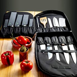 EVERPRIDE Chef Knife Bag (19 Slots) Holds 15 Knives PLUS 4 Zipper Compartments for Cooking Tools, Tablets and More - Lightweight Backpack for Chefs and Culinary School Students (Bag Only)