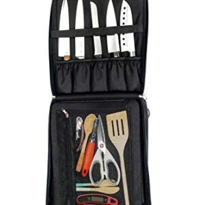 EVERPRIDE Chef Knife Bag (19 Slots) Holds 15 Knives PLUS 4 Zipper Compartments for Cooking Tools, Tablets and More - Lightweight Backpack for Chefs and Culinary School Students (Bag Only)