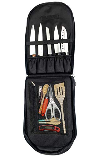 EVERPRIDE Chef Knife Bag (19 Slots) Holds 15 Knives PLUS 4 Zipper Compartments for Cooking Tools, Tablets and More - Lightweight Backpack for Chefs and Culinary School Students (Bag Only)