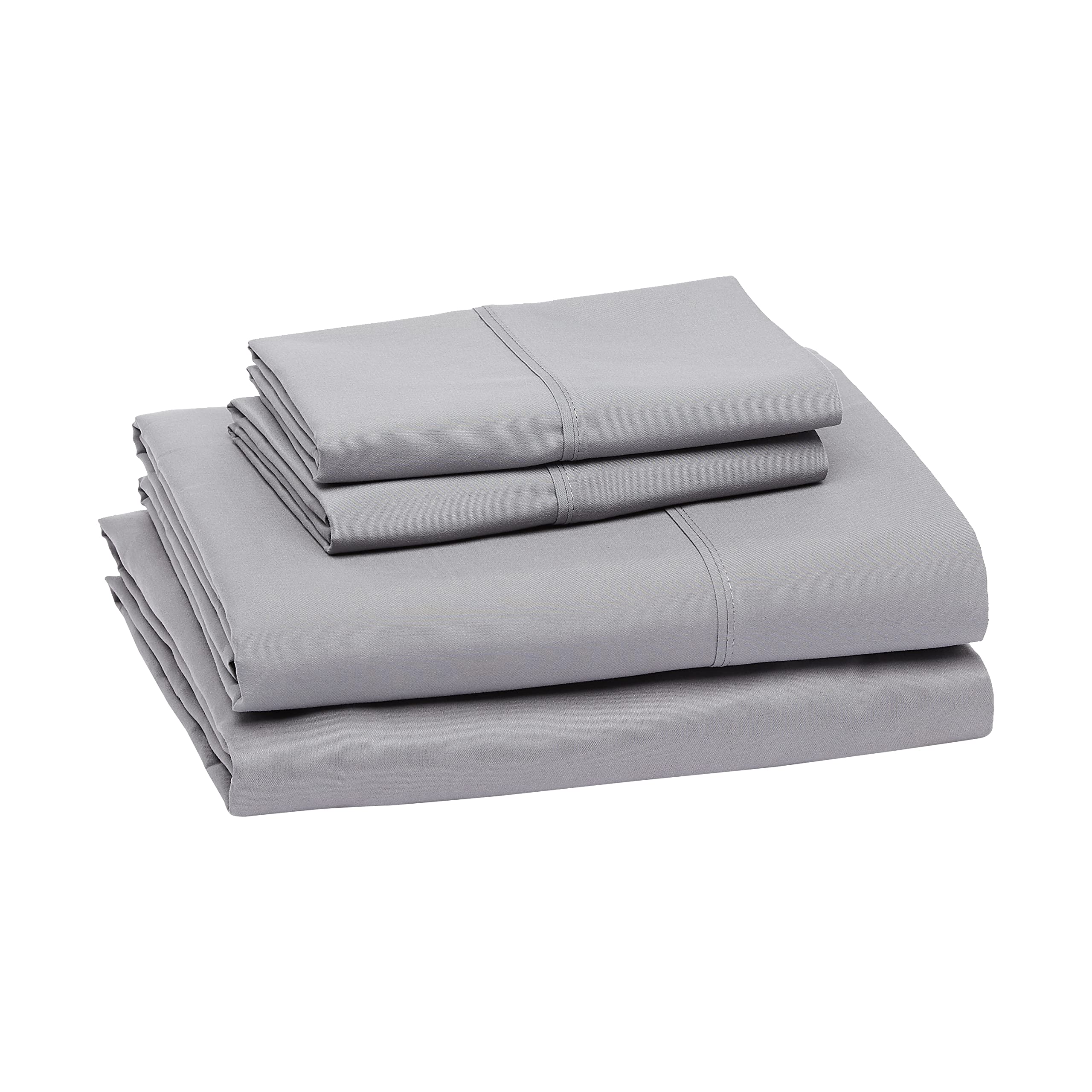 Amazon Basics Lightweight Super Soft Easy Care Microfiber Bed Sheet Set with 14-Inch Deep Pockets - Queen, Dark Gray