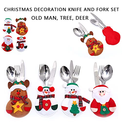 WeePaww 8Pcs Christmas Tableware Holders Set, Santa Silverware-Holders Cutlery-Holders Flatware-Organizers Knife and Fork Bags Covers for Christmas Party Decorations Xmas Dinner Table Decor Ornaments