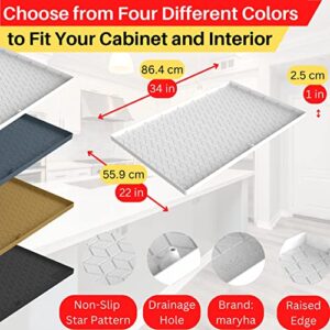 maryha Under Sink Mat for Kitchen Cabinet - Waterproof Silicone Proctor Tray for Leaks, Drips, Spills - Flexible Shelf Liner with Raised Edge and Drain Hole for Kitchen, Bathroom - 34" x 22" White