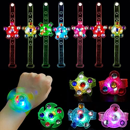 25 Pack LED Light Up Fidget Spinner Bracelets Party Favors For Kids 4-8 8-12,Glow in The Dark Party Supplies,Birthday Gifts,Treasure Box Toys for Classroom,Carnival Prizes,Pinata Goodie Bags Stuffers