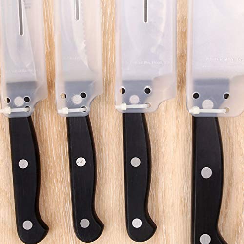 Cabilock 1 Chef Knives Cover Set 6pcs Plastic Knife Sheath Clear Knife Sleeves Knife Protector Bread Knife Safety Cover for Home Leather Knives Sheath Shop Plastic Knives Guard