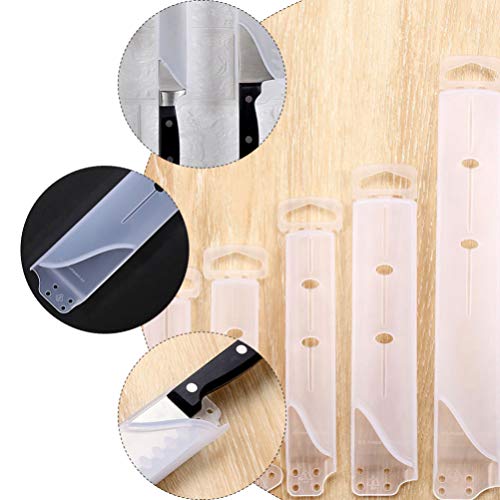 Cabilock 1 Chef Knives Cover Set 6pcs Plastic Knife Sheath Clear Knife Sleeves Knife Protector Bread Knife Safety Cover for Home Leather Knives Sheath Shop Plastic Knives Guard