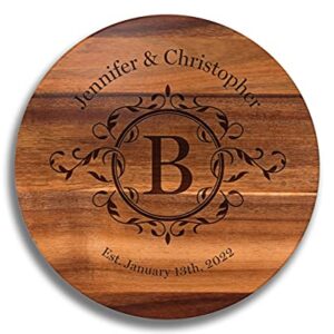 Personalized Lazy Susan Turntable - Large 18” Acacia Wood - Engraved Dark Wood - Custom Christmas Gift - Personalized Christmas Gifts 2020