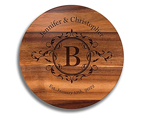 Personalized Lazy Susan Turntable - Large 18” Acacia Wood - Engraved Dark Wood - Custom Christmas Gift - Personalized Christmas Gifts 2020