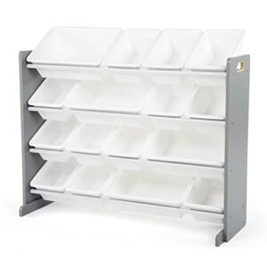 humble crew supersized wood toy storage organizer, extra large, grey/white