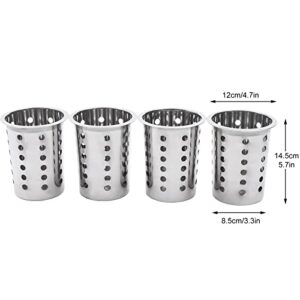 Commercial 4-Hole Stainless Steel Cylinder Flatware Silverware Utensil Holder Organizer Canddy