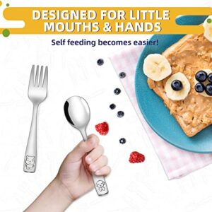 VITEVER 10-Piece Toddler Utensils, Kids Stainless Steel Silverware Set, Children Safe Forks and Spoons - Mirror Polished, Dishwasher Safe