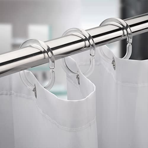 Amazer Plastic Shower Curtain Rings Hooks, Shower Curtain Hooks Rings, 24 Pcs Shower Hooks for Shower Curtain, C Shaped Shower Rings for Curtain, Clear Shower Curtain Rings for Bathroom Shower Rod