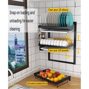 FEHUN Sinks,Kitchen Wall-Mounted 3-Layer 201 Stainless Steel Drain Rack,Storage Rack