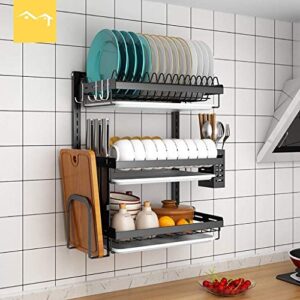 FEHUN Sinks,Kitchen Wall-Mounted 3-Layer 201 Stainless Steel Drain Rack,Storage Rack