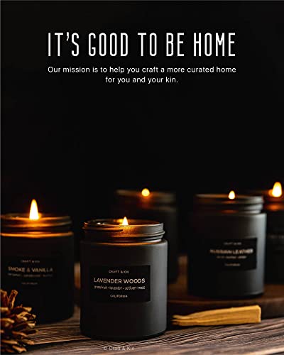 Scented Candles for Men | Smoke and Vanilla Candle for Men | Soy Candles, Long Lasting Candles, Home Decor | Masculine Candle, Wood Wicked Candles, Spring Candles | Vanilla Candle in Black Jar