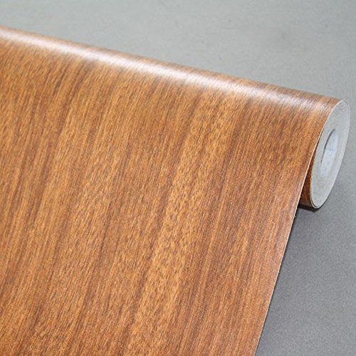 Yifely Brown Wood Textured Vinyl Drawer Paper Self-Adhesive Shelf Liner Countertop Sliding Door Sticker 17.7 Inch by 9.8 Feet