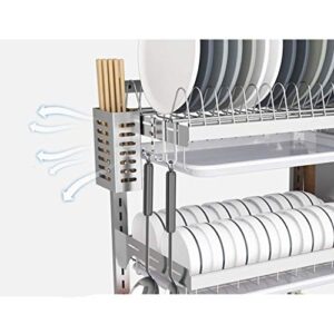 FEHUN Sinks,Wall-Mounted Kitchen Shelf,3-Layer 201 Stainless Steel Drain Rack,Dish Rack on The Wall Without Perforation