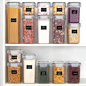 Airtight Food Storage Containers with Lids, Vtopmart 24 pcs Plastic Kitchen and Pantry Organization Canisters for Cereal, Dry Food, Flour and Sugar, BPA Free, Includes 24 Labels