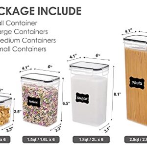 Airtight Food Storage Containers with Lids, Vtopmart 24 pcs Plastic Kitchen and Pantry Organization Canisters for Cereal, Dry Food, Flour and Sugar, BPA Free, Includes 24 Labels