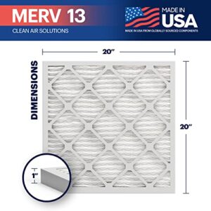 BNX 20x20x1 MERV 13 AC Furnace Air Filter 4 Pack - MADE IN USA - Electrostatic Pleated Air Conditioner HVAC AC Furnace Filters - Removes Pollen, Mold, Bacteria, Smoke