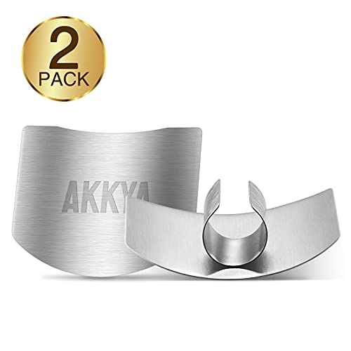 Akkya Finger Guards for Cutting Stainless Steel Finger Protector Kitchen Tool Chef Knife Cutting Finger Guard Knife for Food Chopping Cutting Avoid Hurting 2 Pack